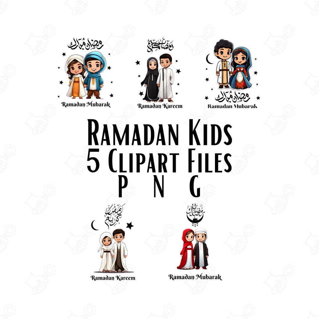 Ramadan Kids 5 Clipart Bundle PNG HD Files Instant Download Digital ...