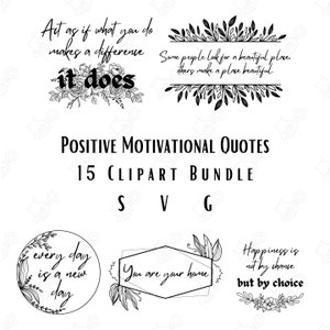 Positive Motivational 15 Floral Border Clipart Bundle PNG SVG Instant ...