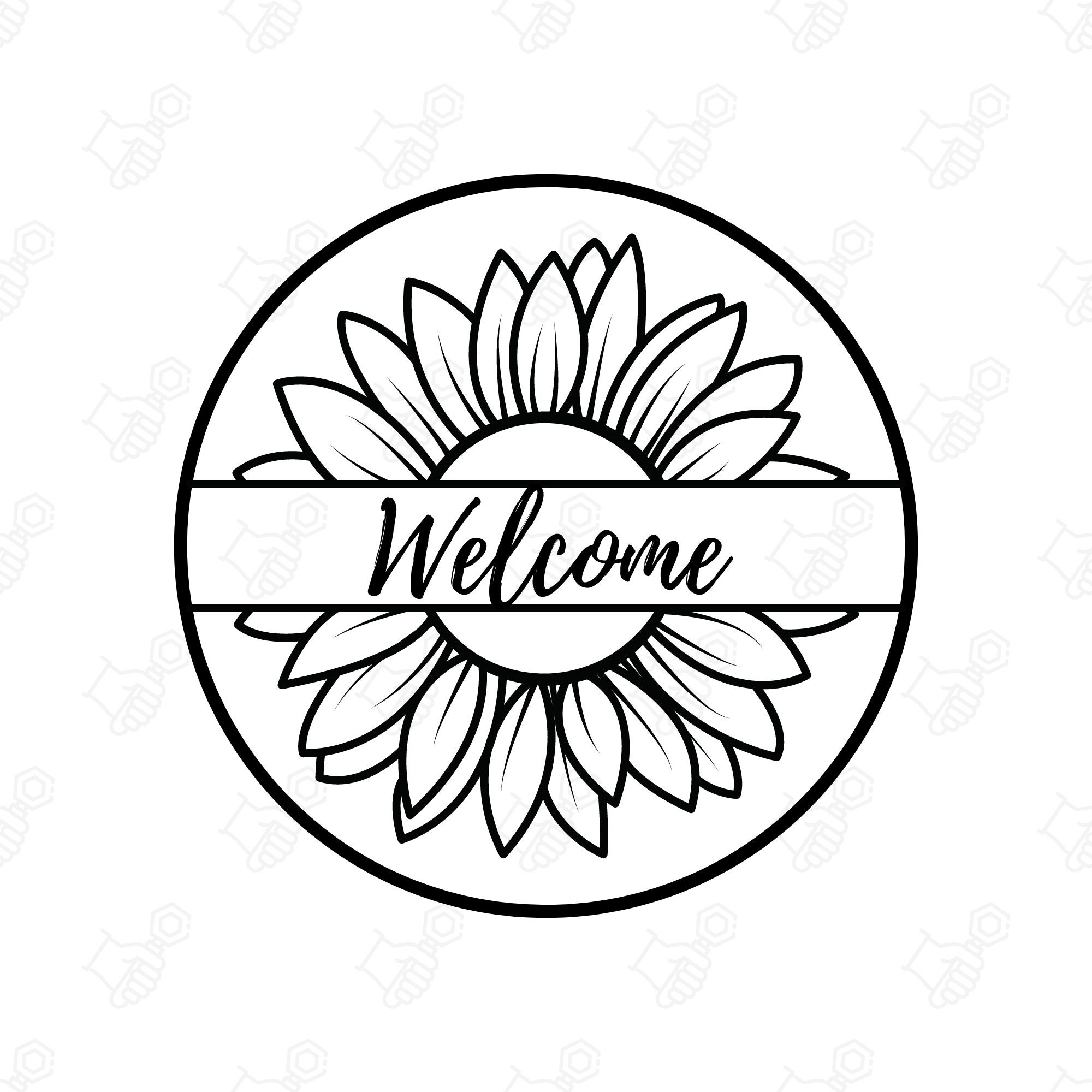 Welcome Sunflower Cut Png Svg Dxf File Wall Sticker Pdf Silhouette ...