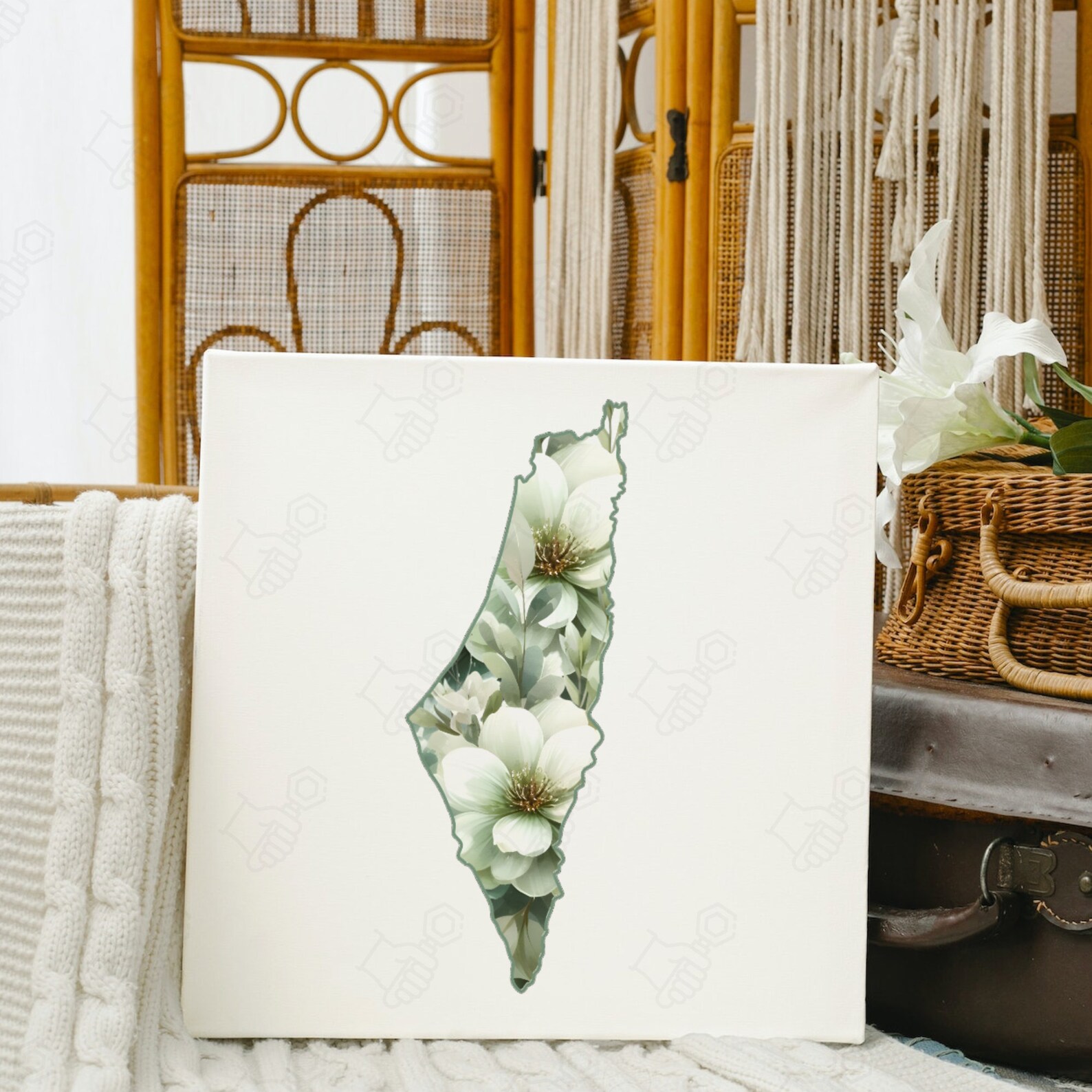 Palestinian Map With Floral Print 5 Clipart Bundle Commercial Use ...