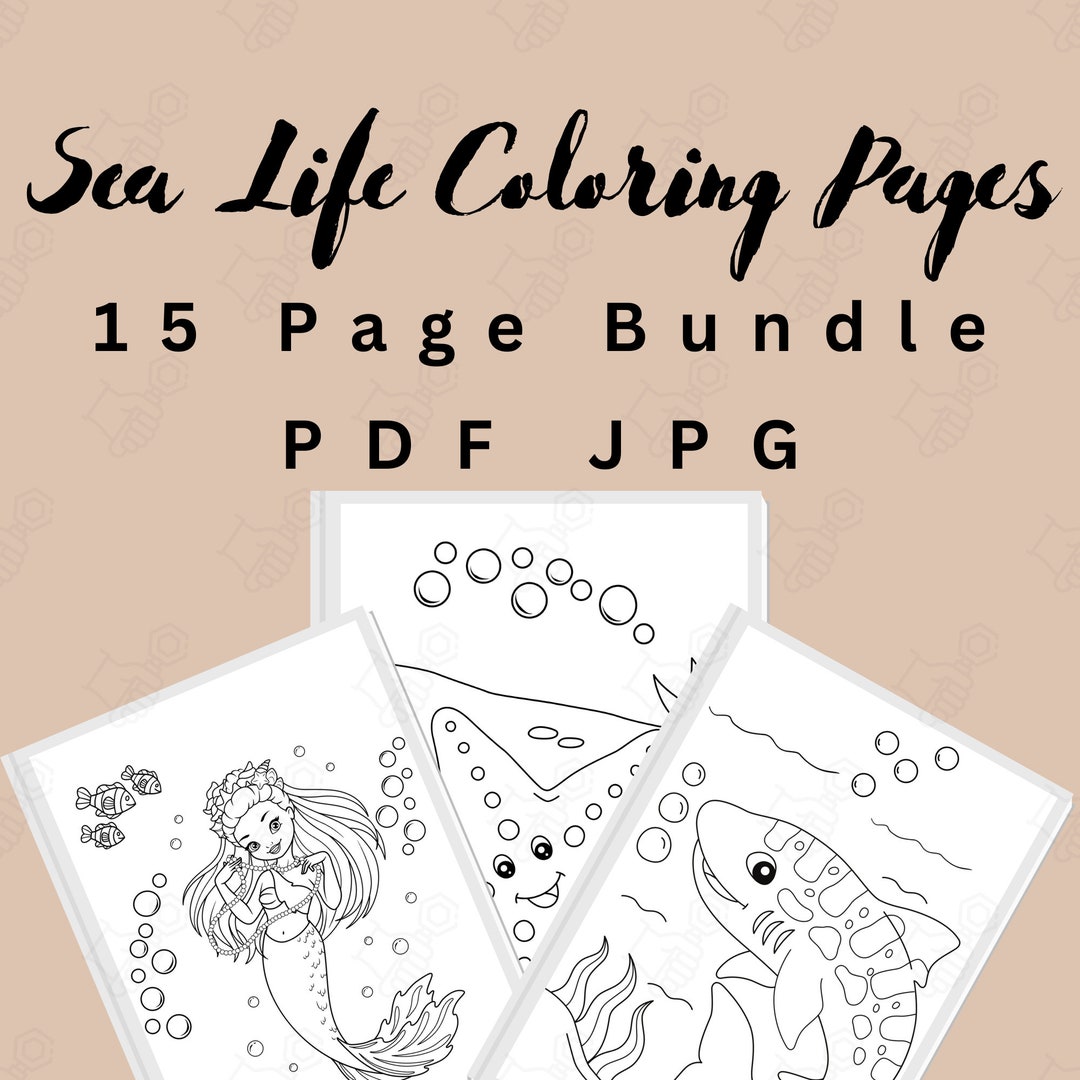 Under the Sea 15 Coloring Page Bundle JPG PDF Instant Download Kids Sea ...