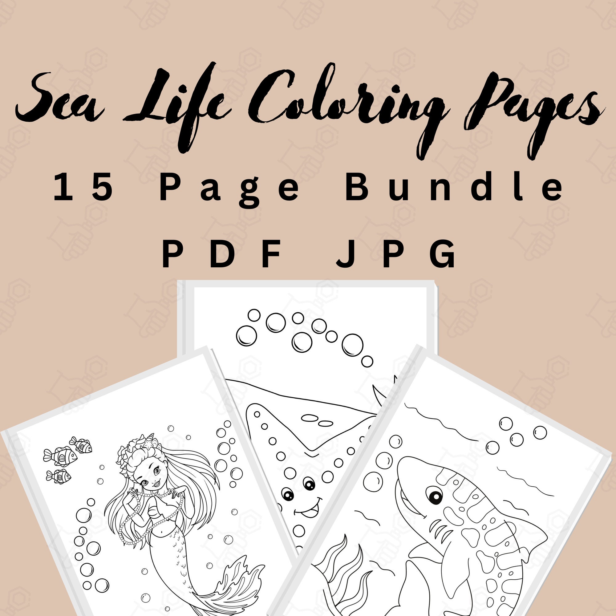 Under the Sea 15 Coloring Page Bundle JPG PDF Instant Download - Etsy