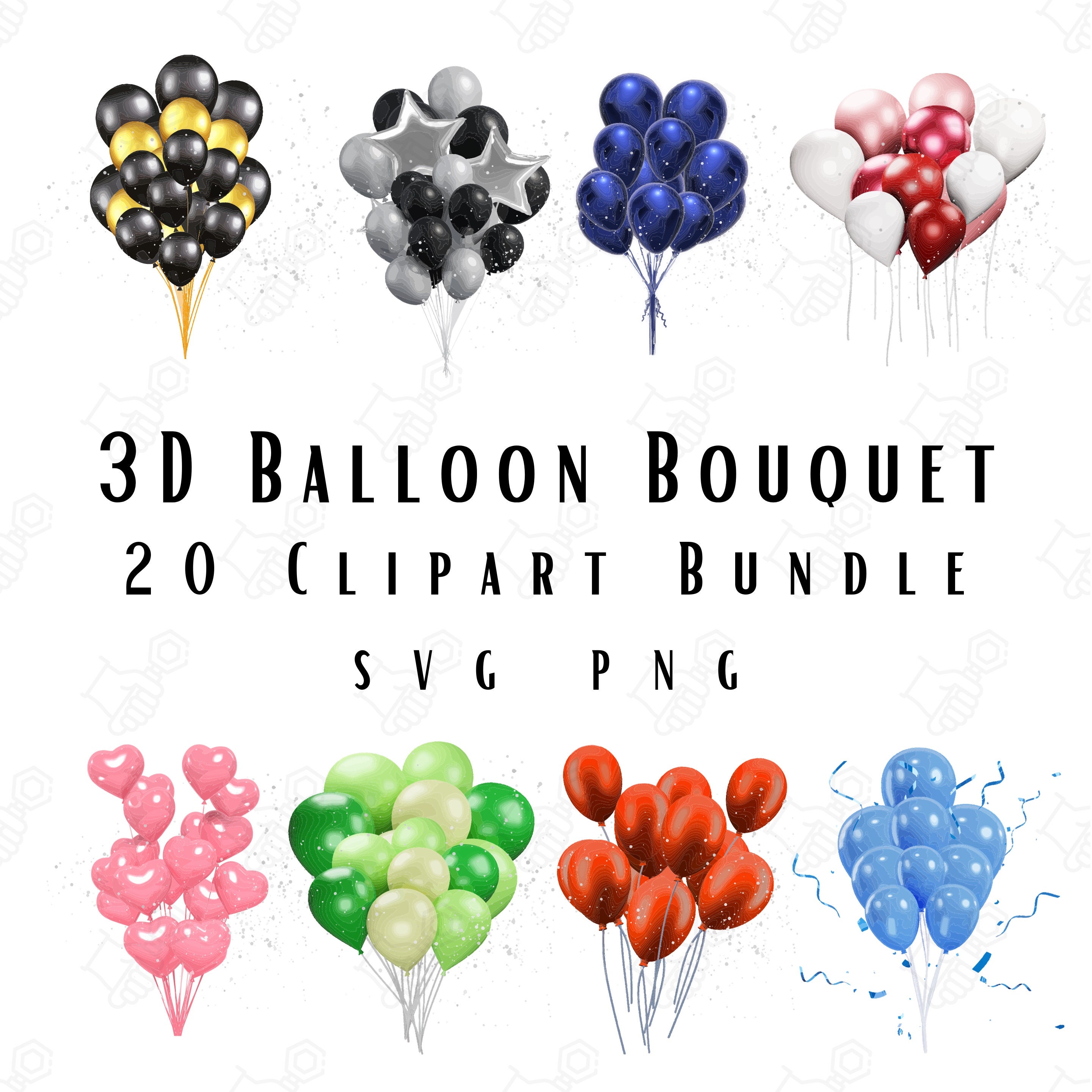 3D Balloon Bouquet Clipart Bundle | Balloons Svg Png | Balloons 3d ...