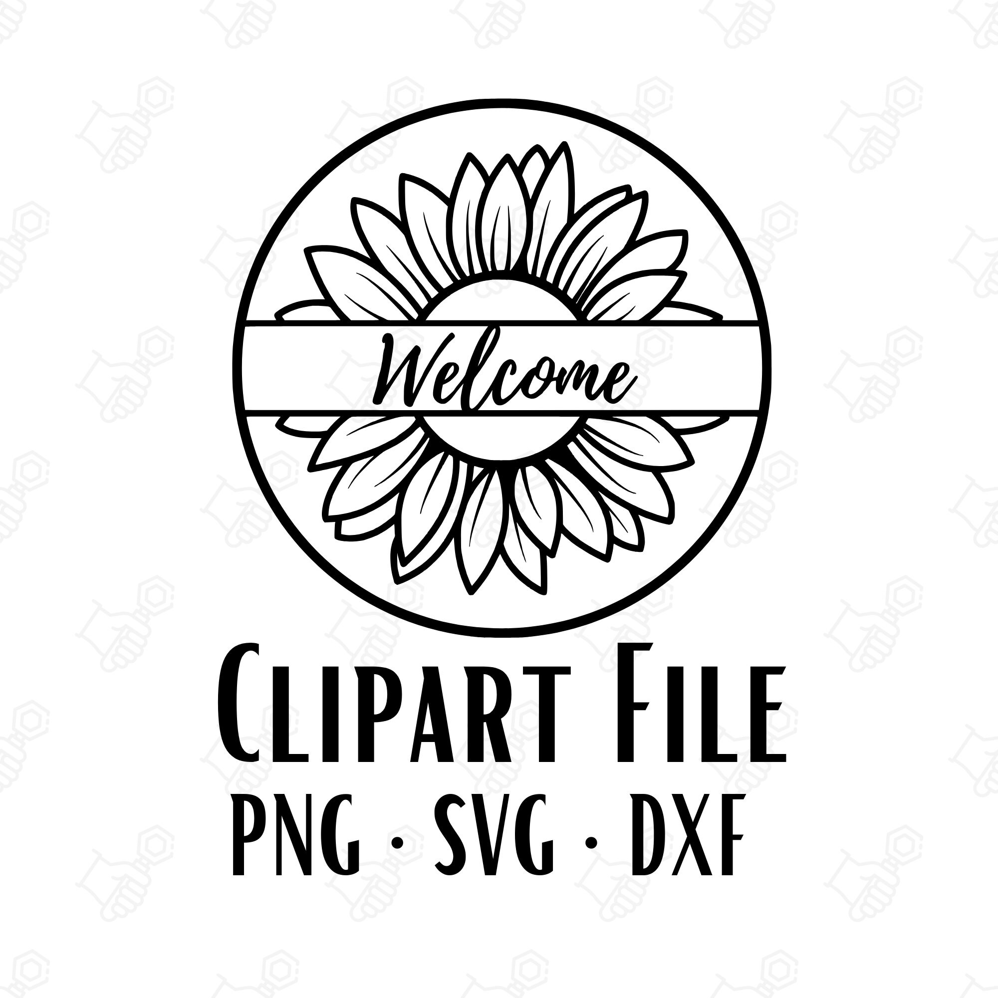 Welcome Sunflower Cut Png Svg Dxf File Wall Sticker Pdf Silhouette ...