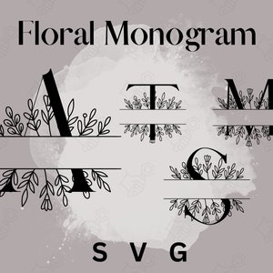 Floral Monogram Clipart Bundle Alphabet Split Monogram Floral SVG Files ...