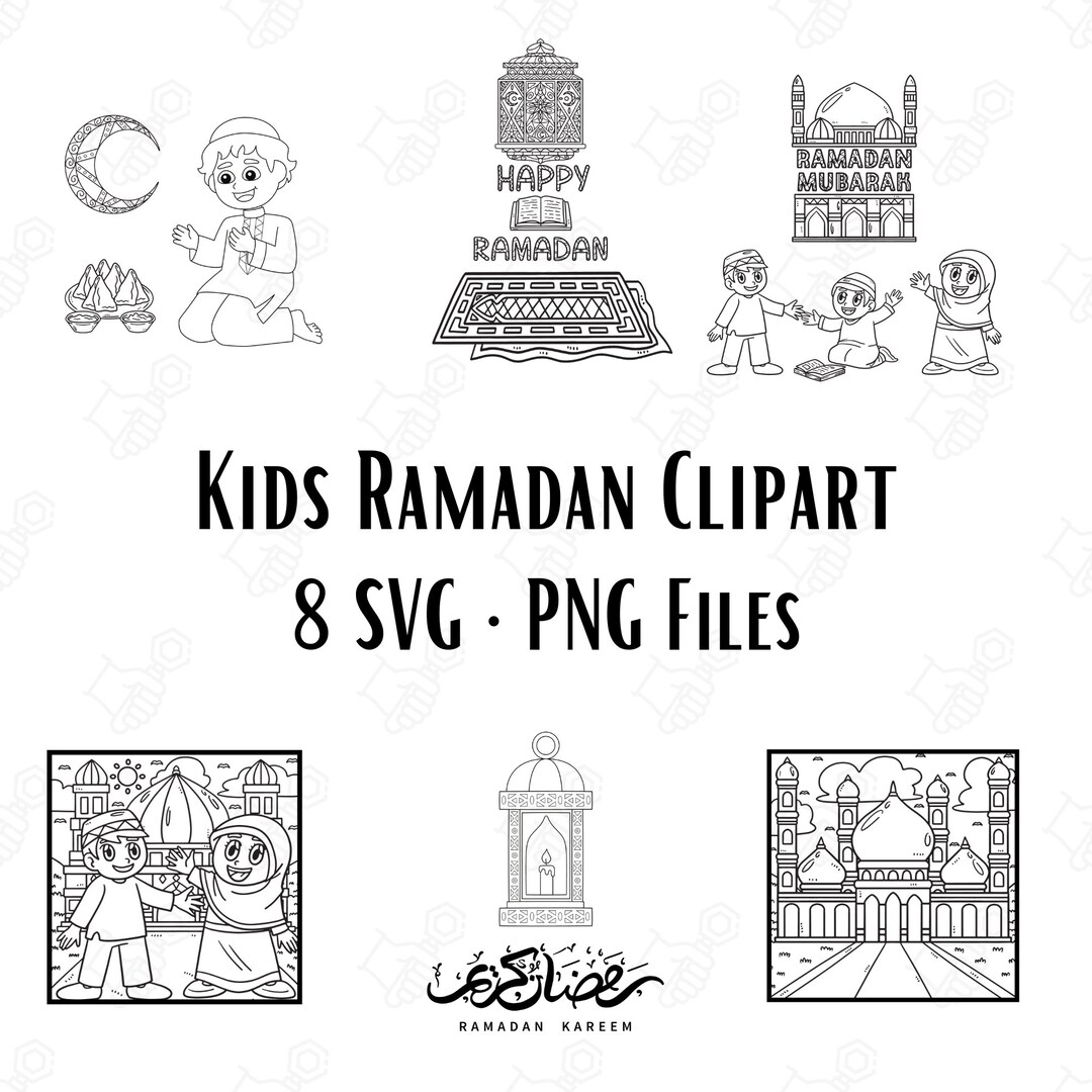 Kids Ramadan Svg Png Bundle 8 Clipart Vector Images Cut Files for ...