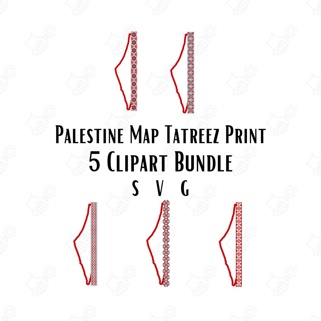 Palestine Map Tatreez Pattern 5 Clipart Bundlr SVG Bundle Instant ...