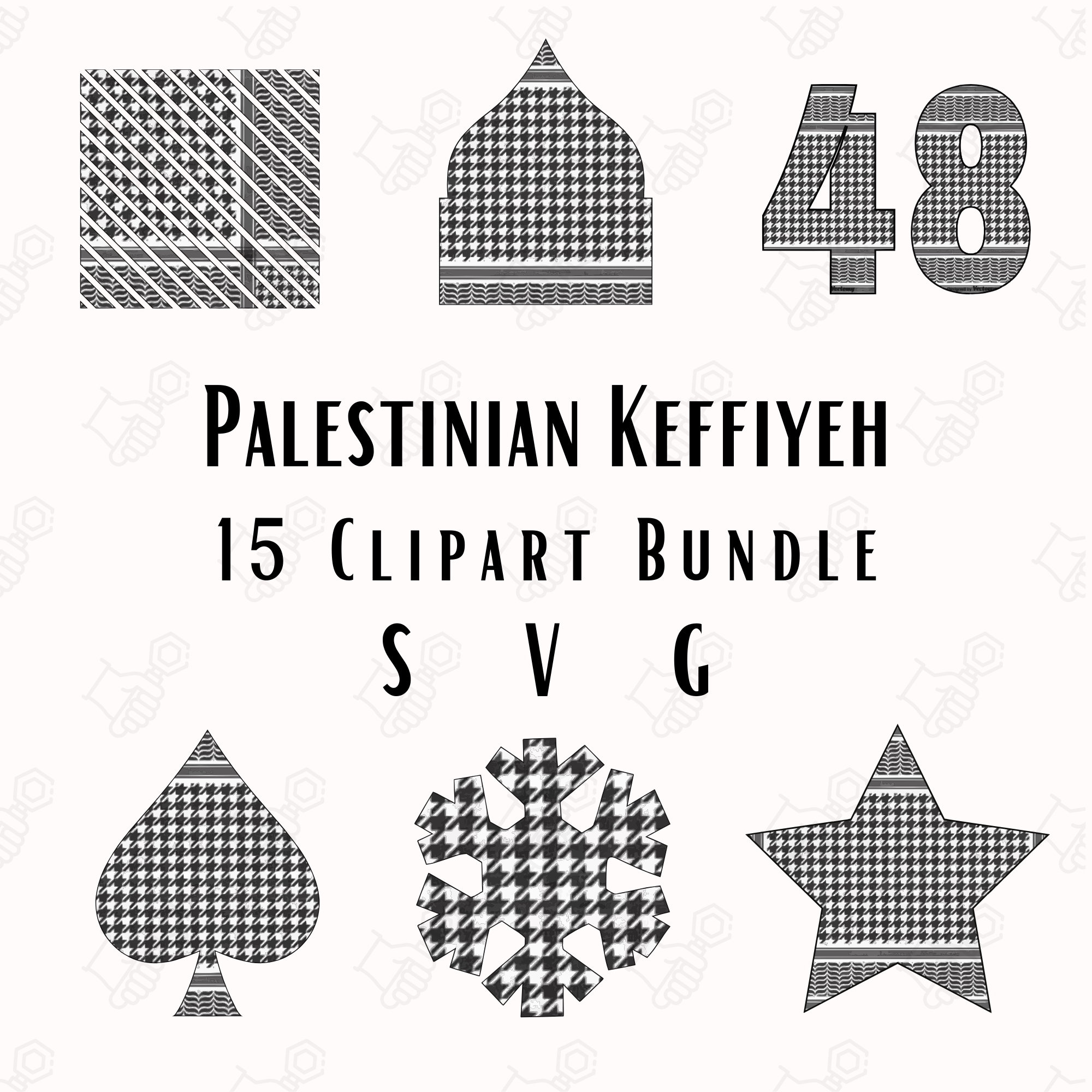 Keffiyeh Koufeye 15 Digital Clipart Images Bundle Instant Download SVG ...