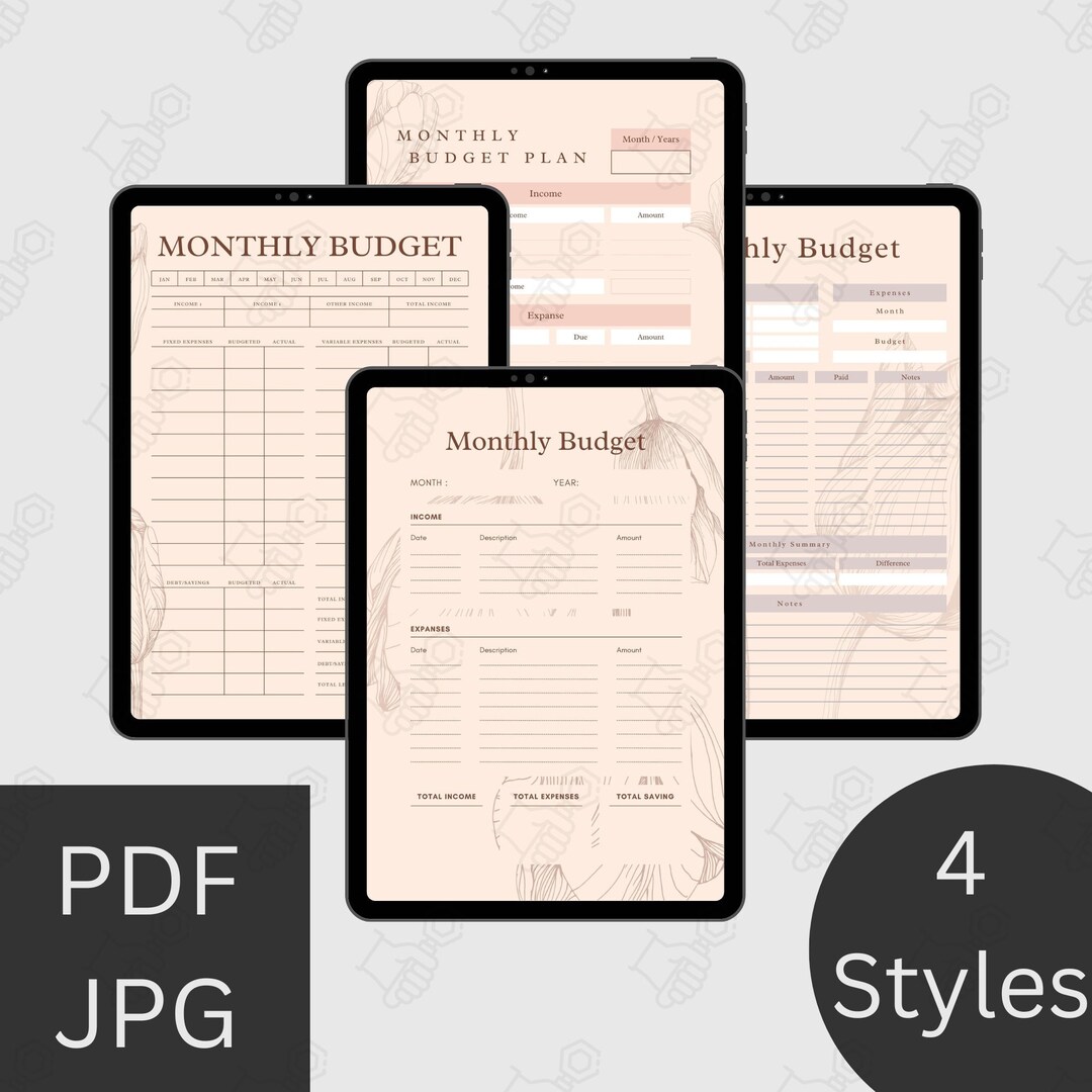 MONTHLY Budget Overview Template Printable, Budget Binder, Budget ...