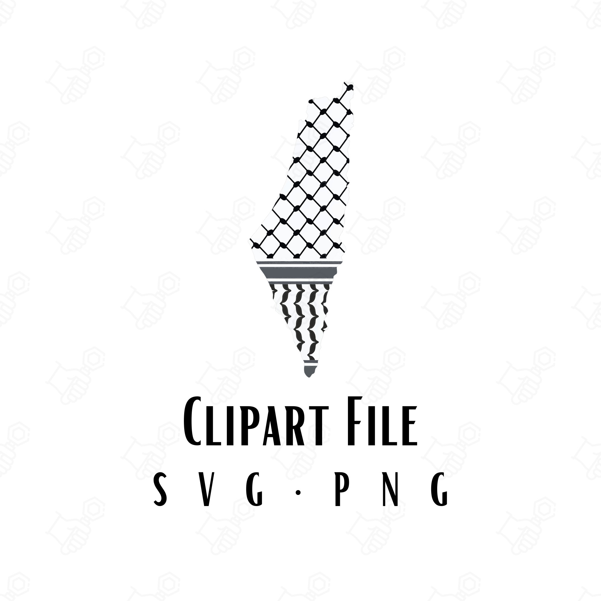 Keffiyeh Pattern Palestine Map Clipart Vector File SVG PNG Instant ...