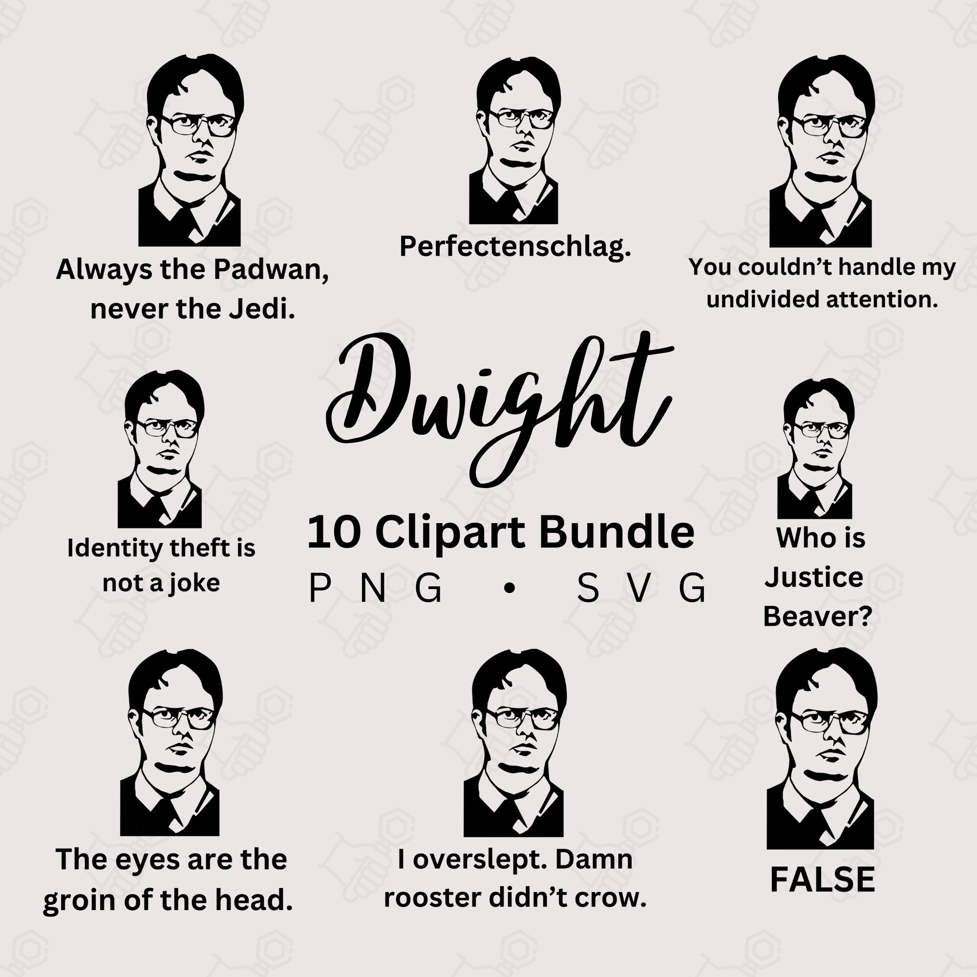 Dwight Funny Quotes Svg Png Pack 10 Images Instant Download the Office ...