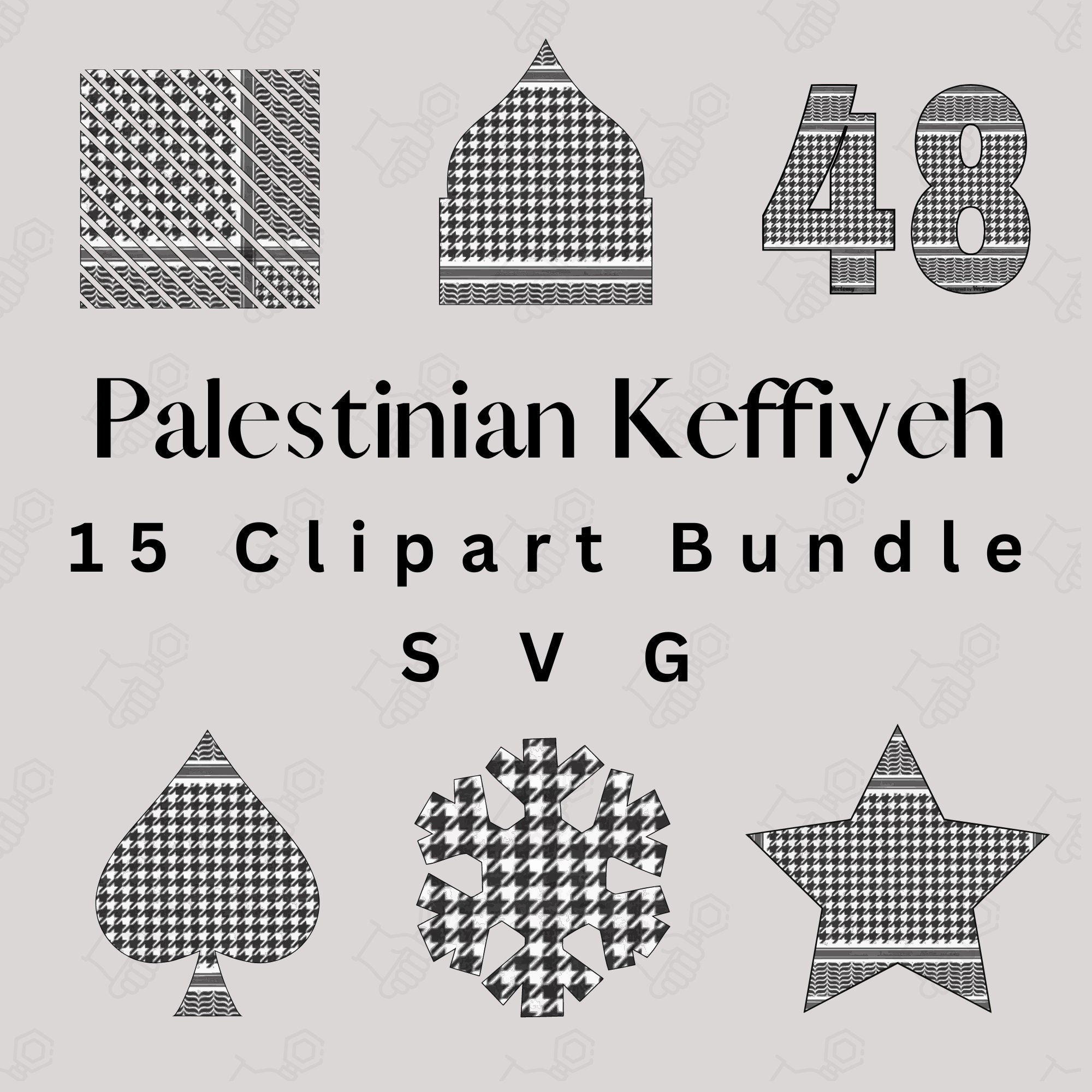 Keffiyeh Koufeye 15 Digital Clipart Images Bundle Instant - Etsy Canada