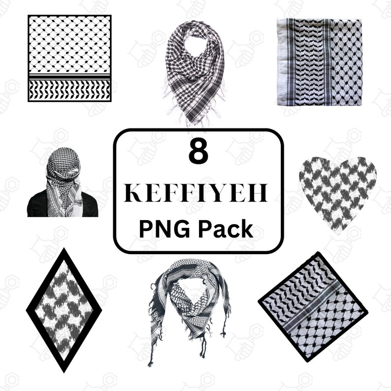 Keffiyeh Koufeye 8 Digital Clipart Images Bundle Instant - Etsy
