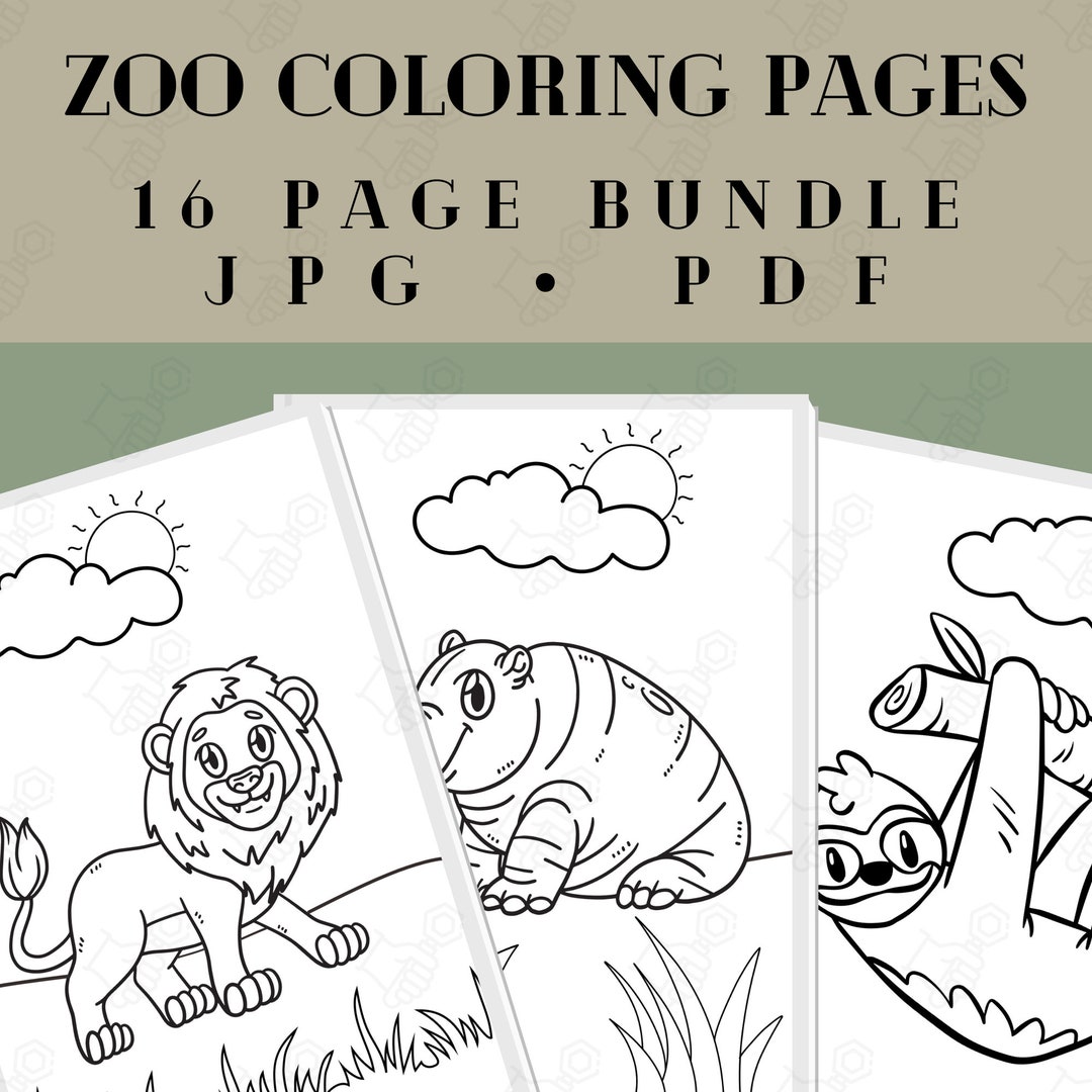 Zoo Theme Zoo Animals Coloring Page Bundle Digital Colouring - Etsy