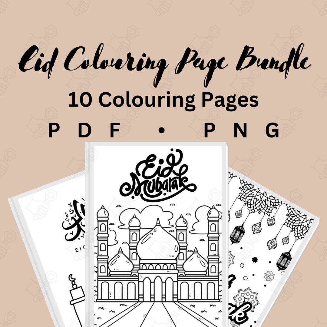 Eid Mubarak Colouring Page 10 Image Bundle Instant Download - Etsy