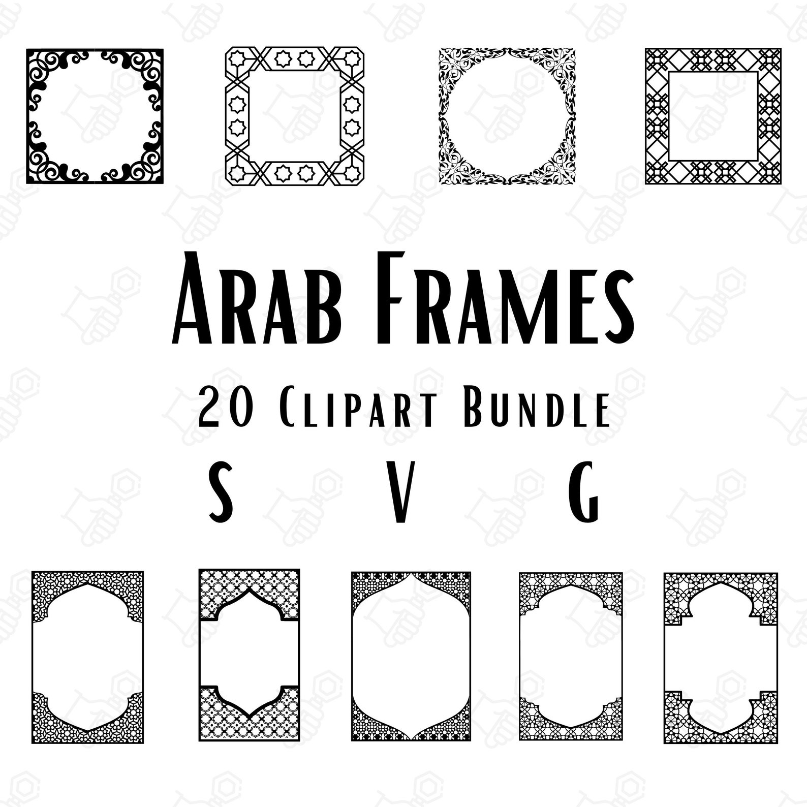Arab Frame Vector Designs 20 Clipart Bundle SVG Instant Download ...
