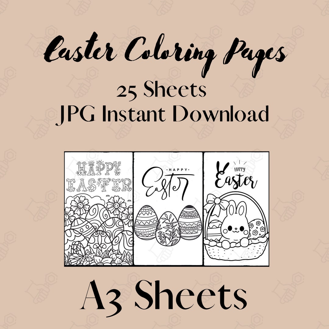 Easter Colouring Page Bundle 20 Pages JPG Files Instant Download Kids ...