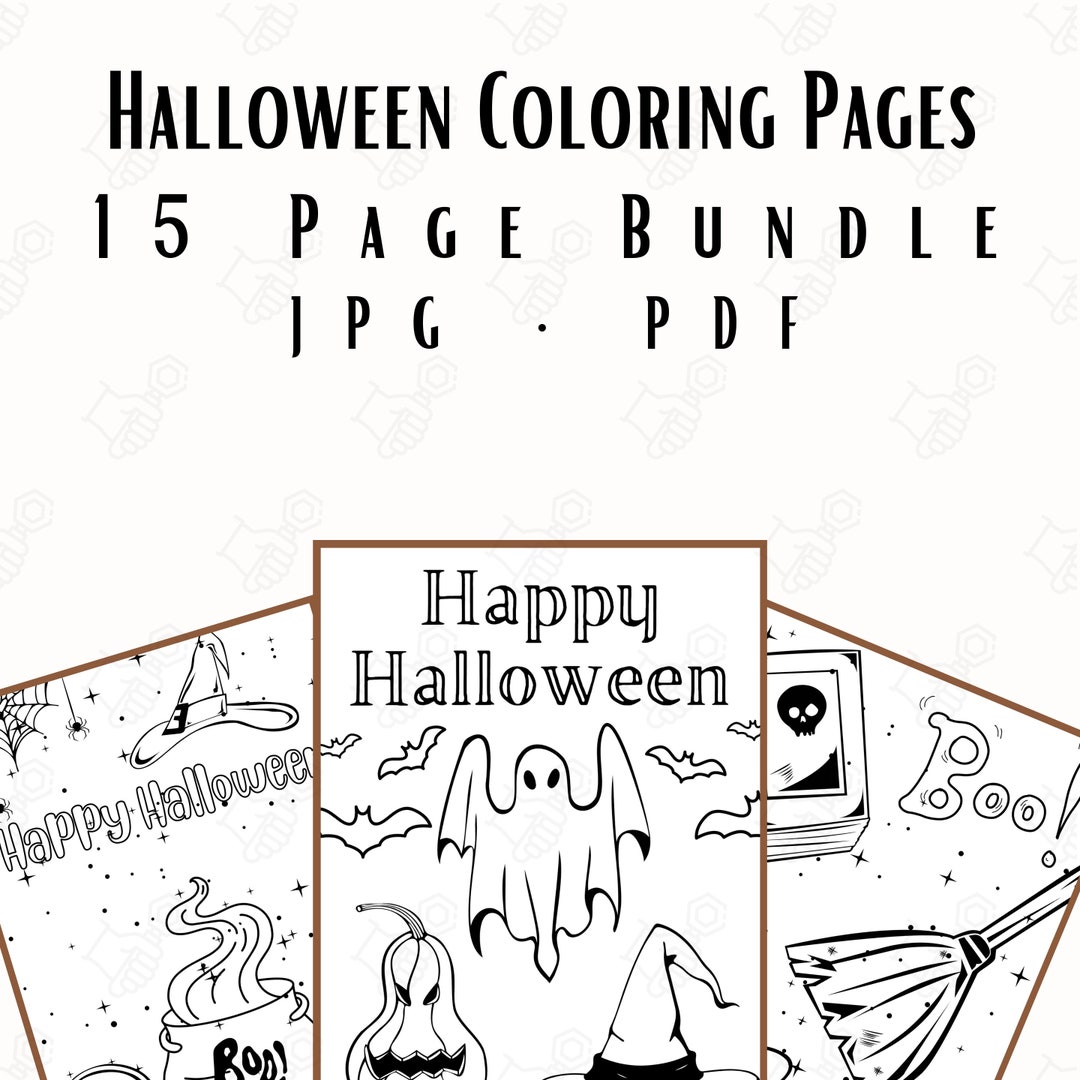 Halloween 15 Coloring Page Bundle JPG PDF Instant Download Adult ...