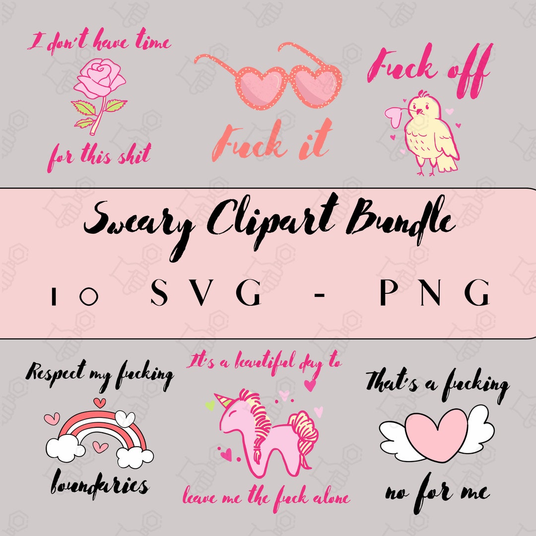 Sweary Pink Clipart Bundle 10 Svg Png Descarga instantánea - Etsy México