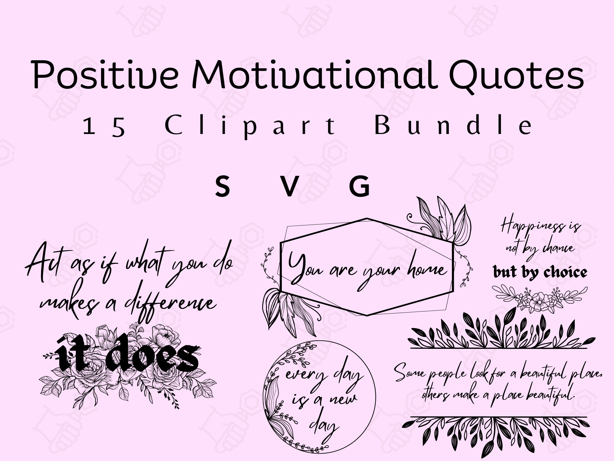 Positive Motivational 15 Floral Border Clipart Bundle PNG SVG - Etsy