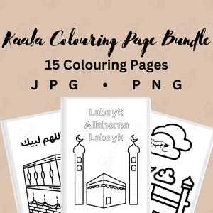 Kaaba Hajj 15 Colouring Page Bundle PNG JPG Instant Download Kid’s ...