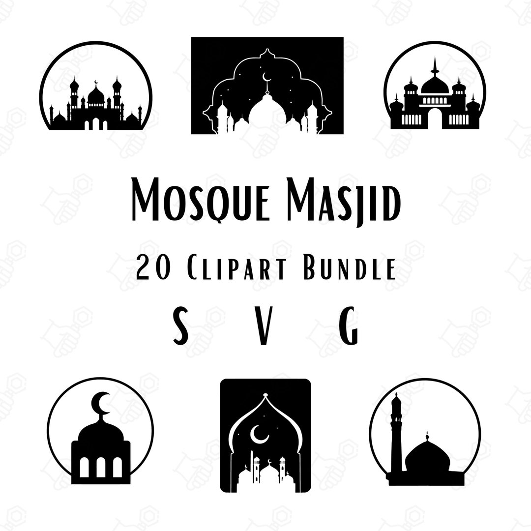 Mosque Masjid Clipart Bundle 20 SVG Files Muslim Islam Islamic Mosque ...