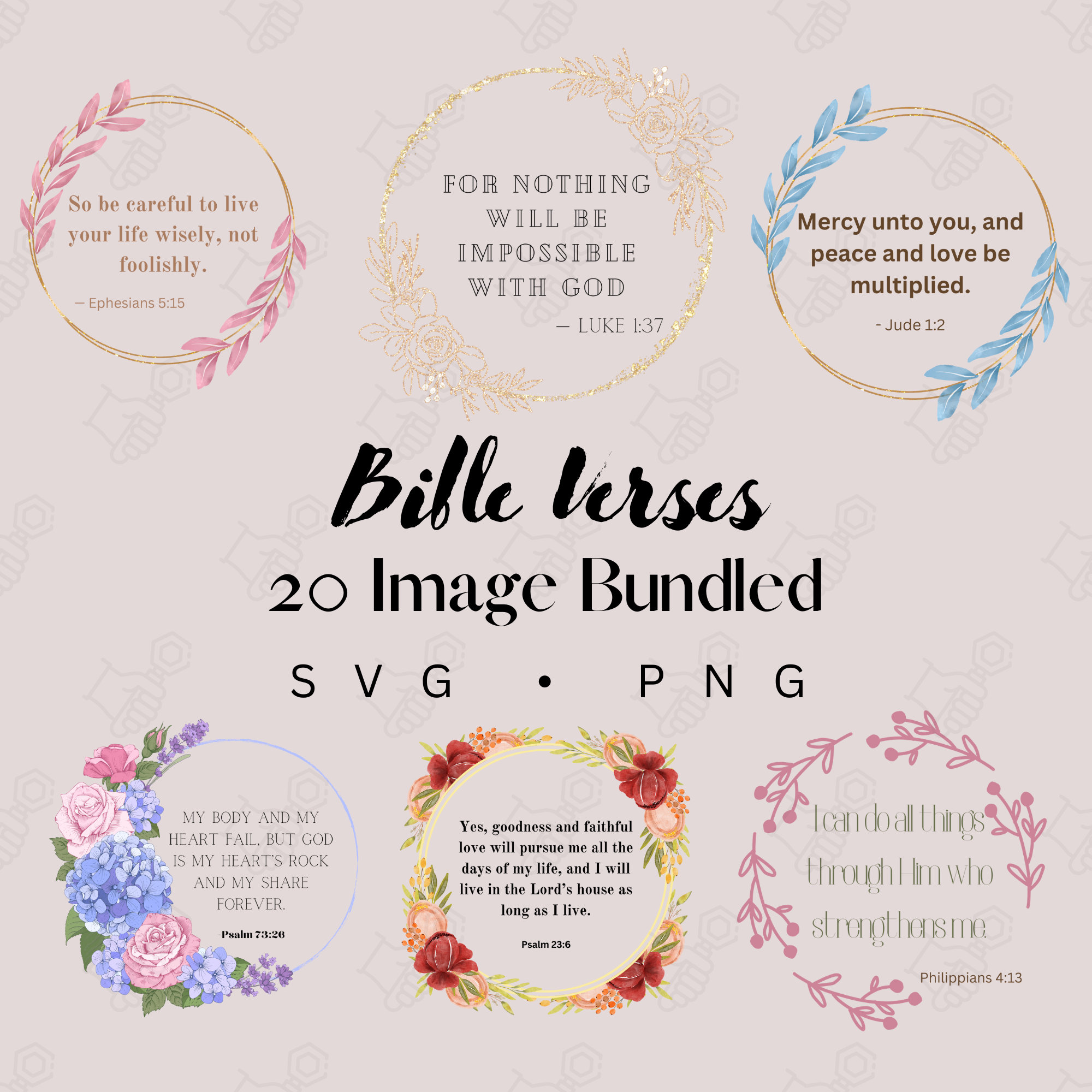 Bible Verses Floral Frame Digital Clipart Bundle 20 Svg Png - Etsy