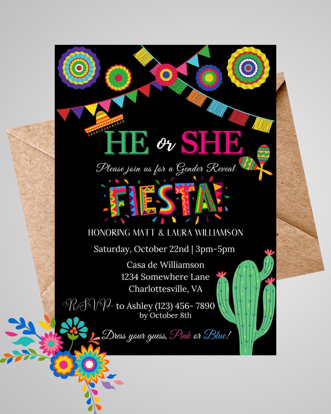 Fiesta Gender Reveal Invitation Taco Bout A Baby Cinco De - Etsy