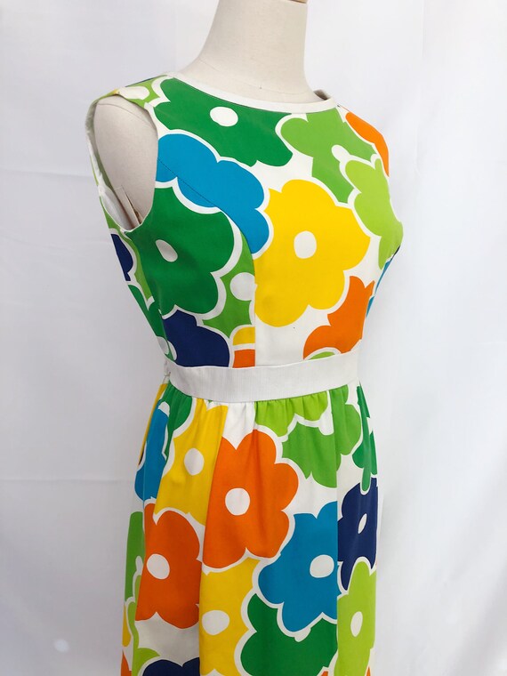 Vintage mod bodysuit 70s Flower Power ruffle bodysuit… - Gem