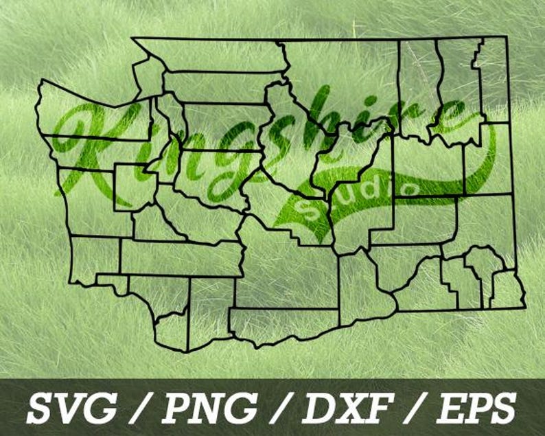 Washington State Counties Outline - Svg, Png, Dxf, Eps - Digital File ...