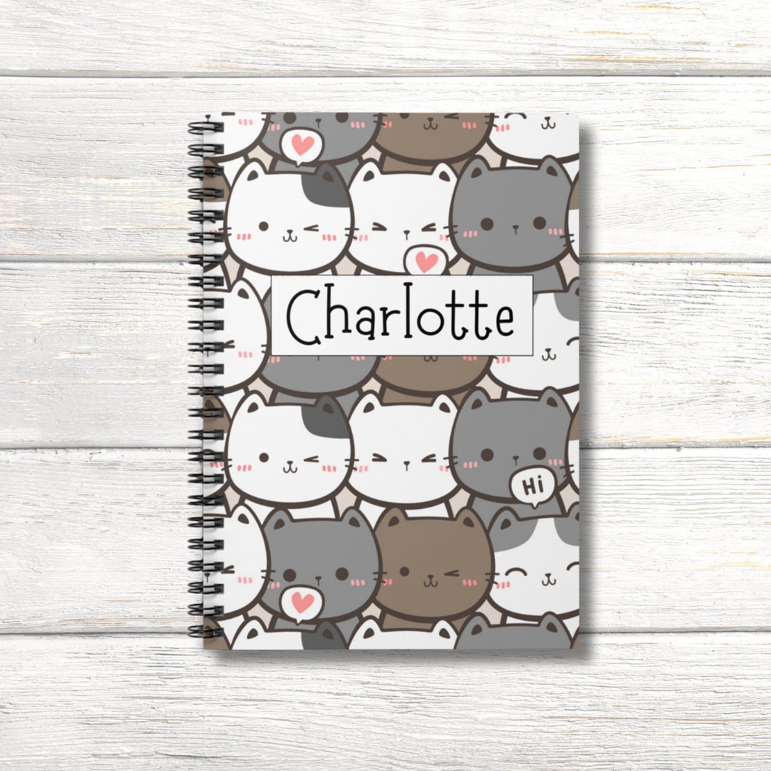 Cute Cat Personalized Kids Notebook, Pink Notebook, Sketchbook, Journal ...