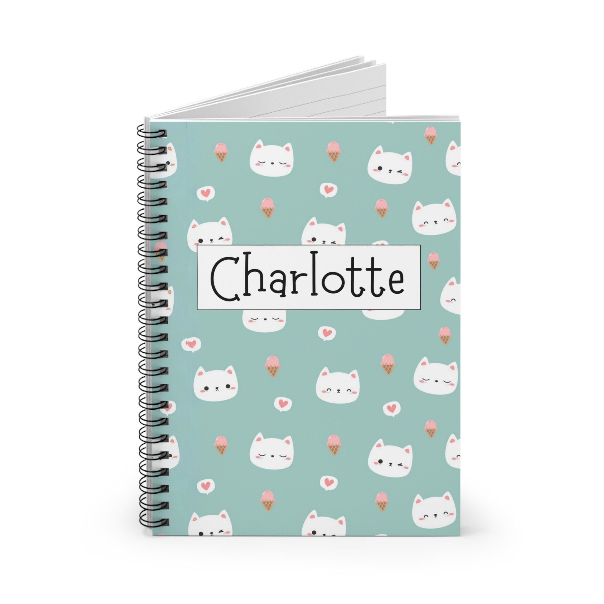 Cute Cat Personalized Kids Notebook, Sketchbook, Journal, Cute Cat ...