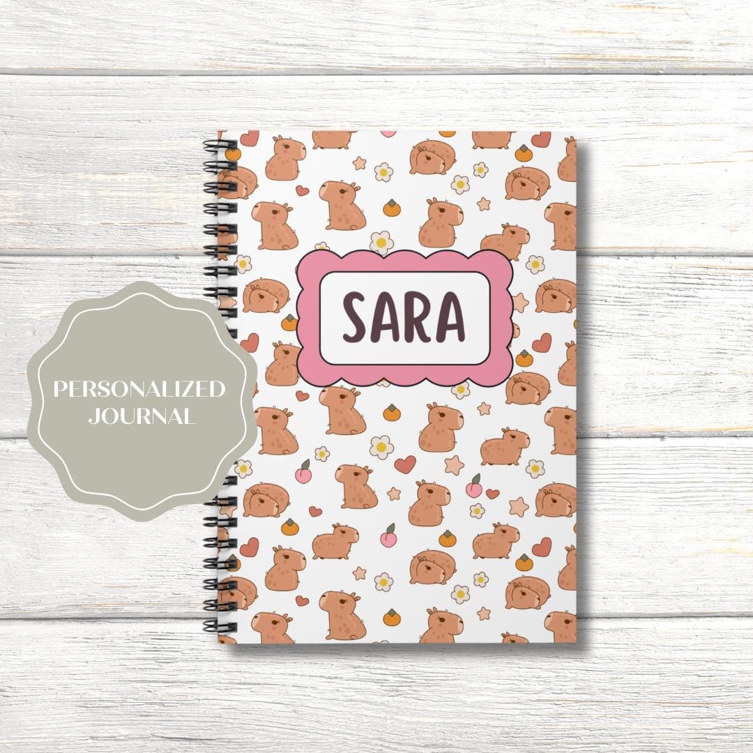 Personalized Kids Notebook Capybara | Cute Capybara Journal for Girls ...