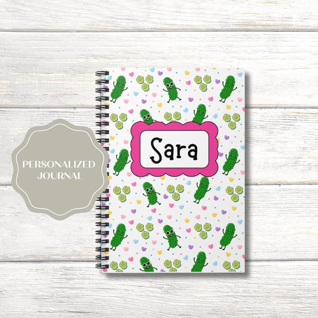 Pickle Themed Kids Journal, Personalized Notebook, Kids Personalized ...