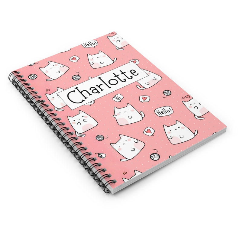 Cute Cat Personalized Kids Notebook, Pink Notebook, Sketchbook, Journal ...