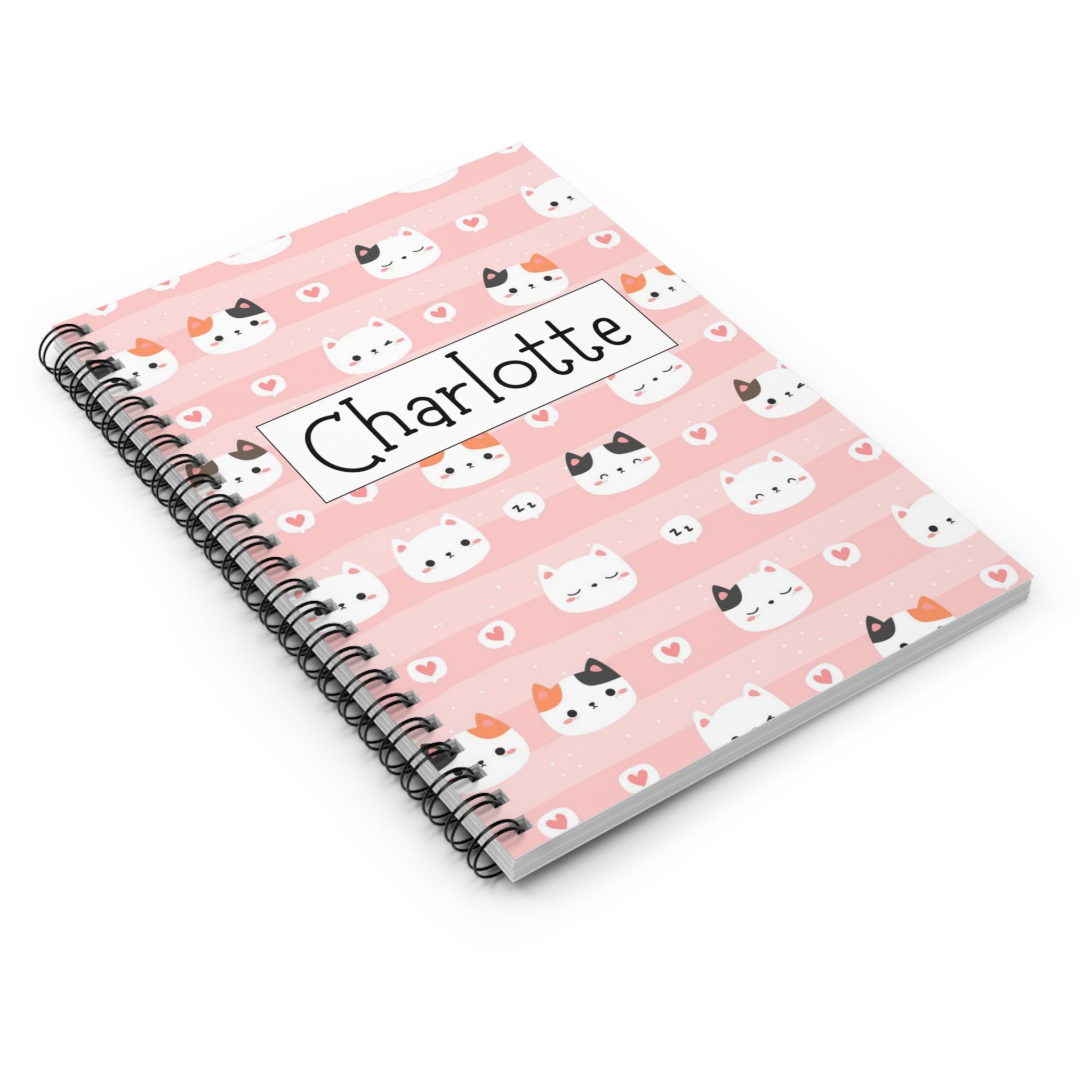 Cute Cat Personalized Kids Notebook, Pink Notebook, Sketchbook, Journal ...