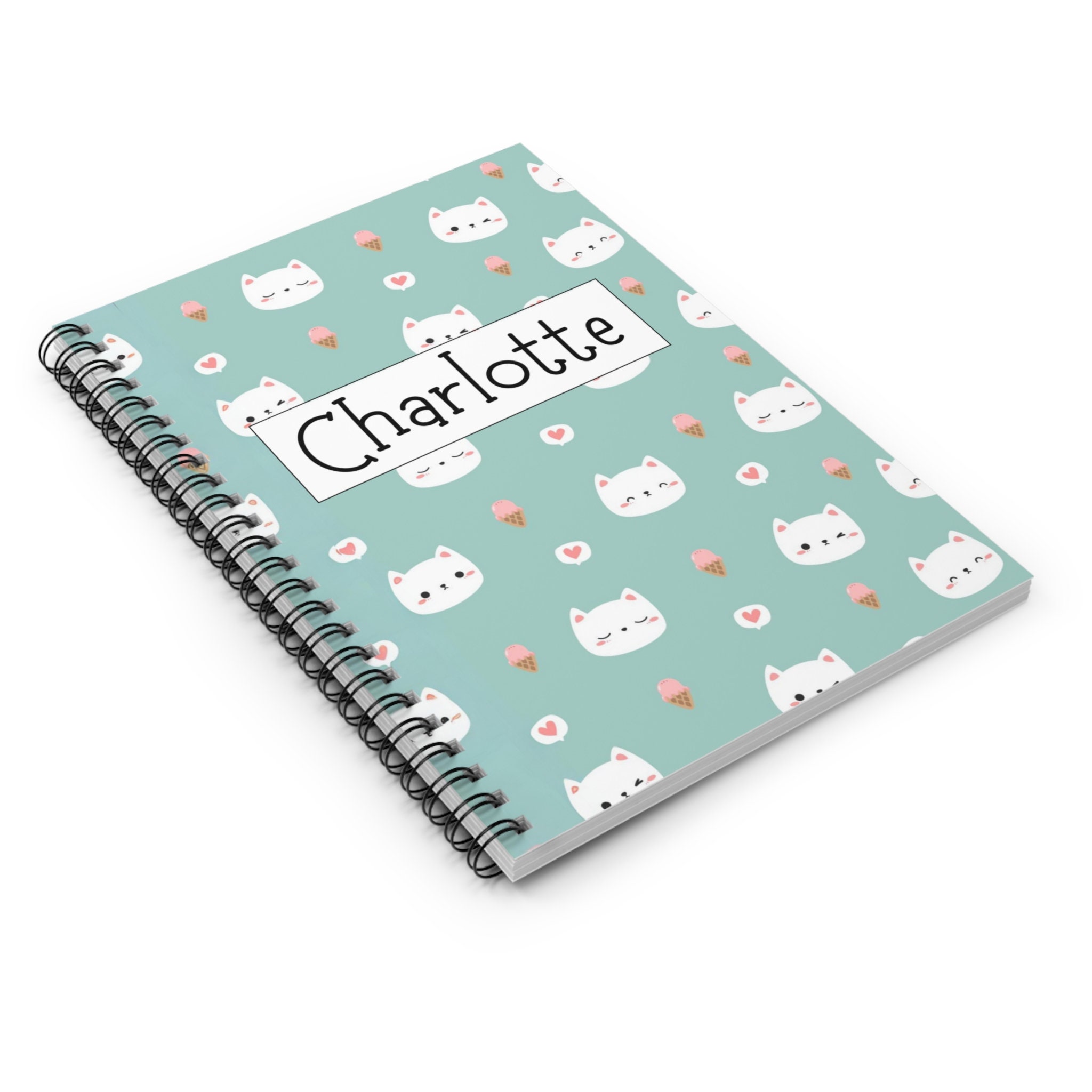 Cute Cat Personalized Kids Notebook, Sketchbook, Journal, Cute Cat ...