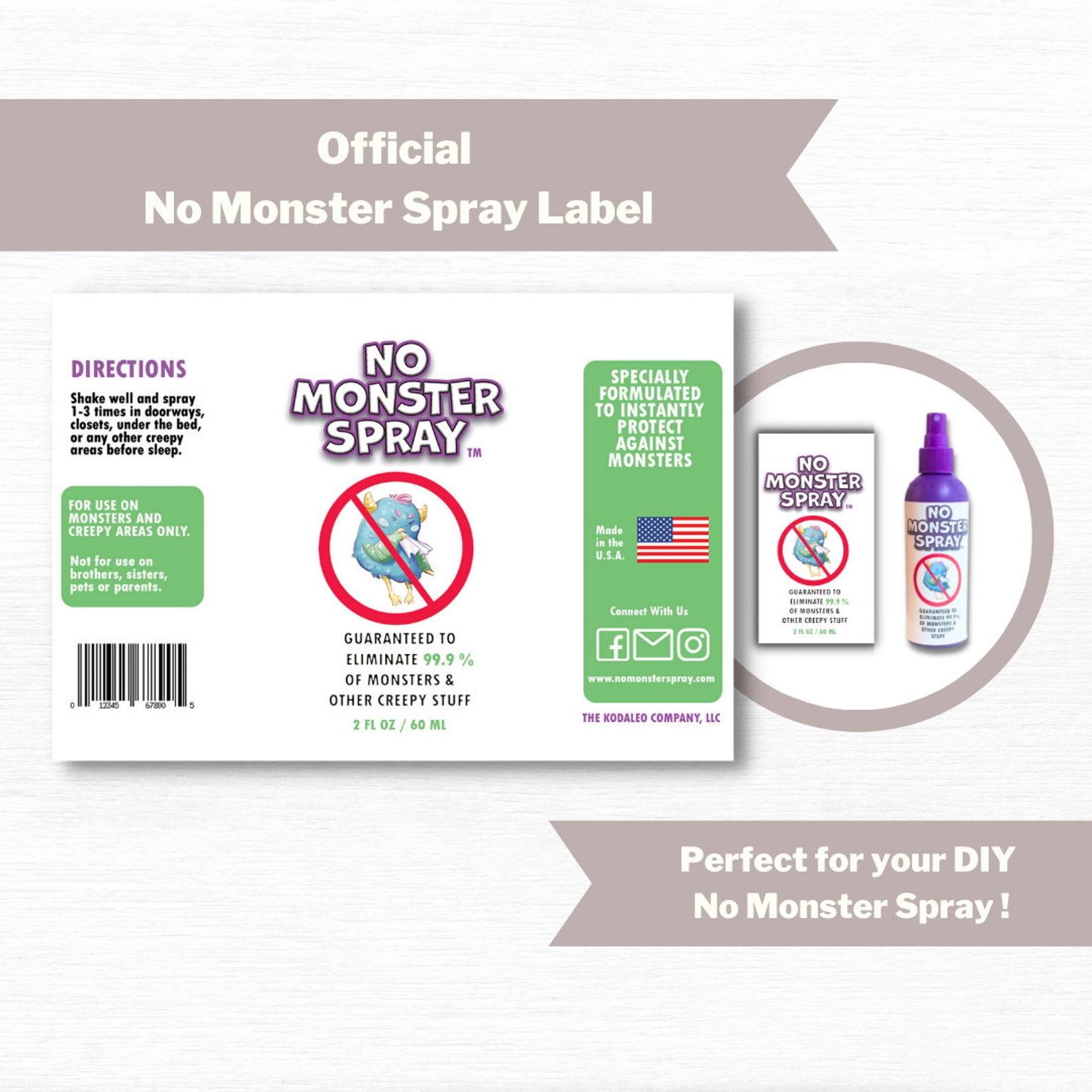 Story Book and Monster Spray Label, Monster Spray, Monster Spray DIY ...
