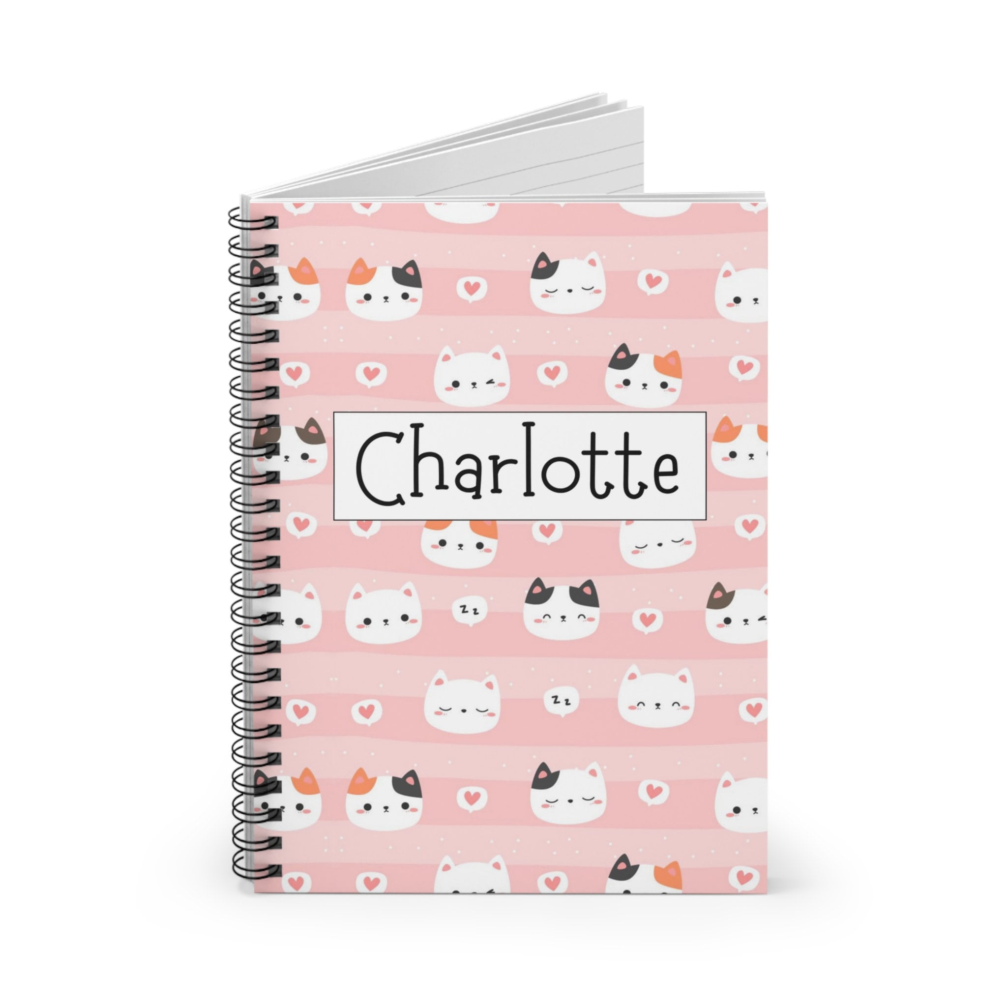 Cute Cat Personalized Kids Notebook, Pink Notebook, Sketchbook, Journal ...