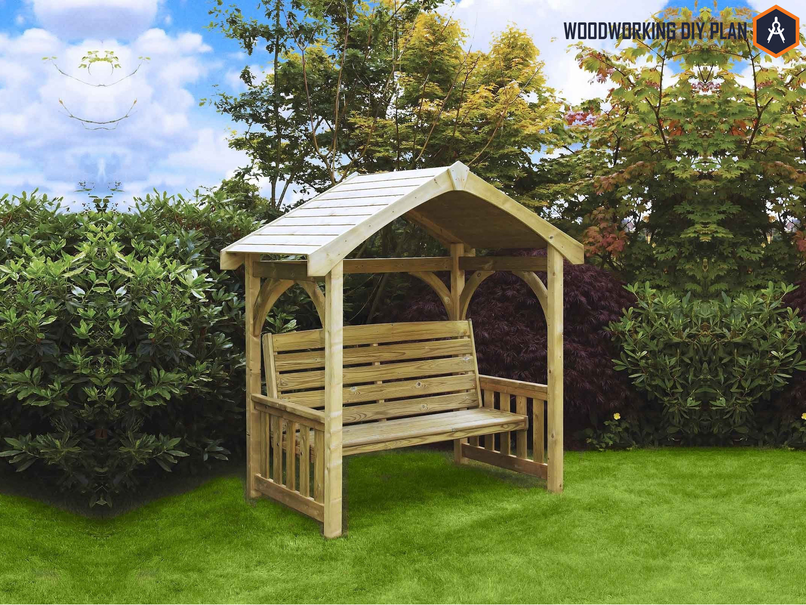 Arbor Bench Plan , Diy Bench Plan , Bench Project , Woodworking Plan ...