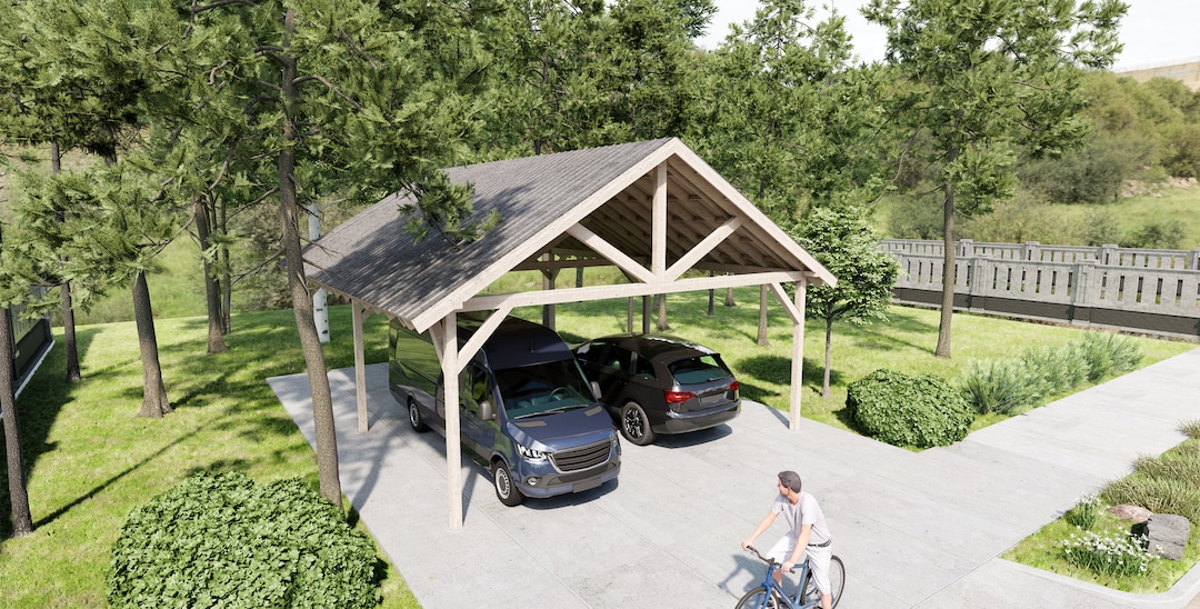 Wooden Gable Carport Plan 24x32 Ft - DIY Project With Animation - Etsy
