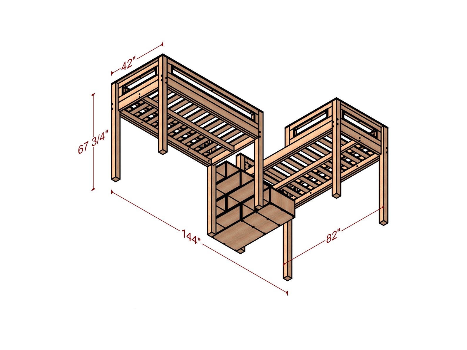 Space-saving Twin Bunk Bed With Built-in Stair Storage - DIY ...
