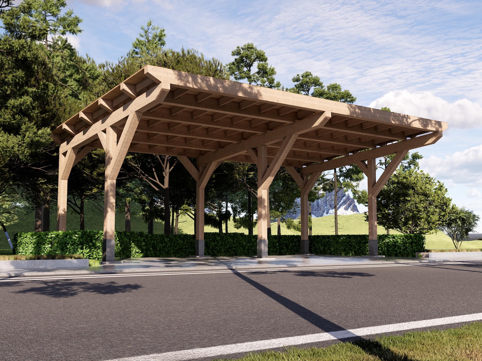 Carport Plans: 20x30 Ft DIY Carport, Single Slope Roof, Center Column ...