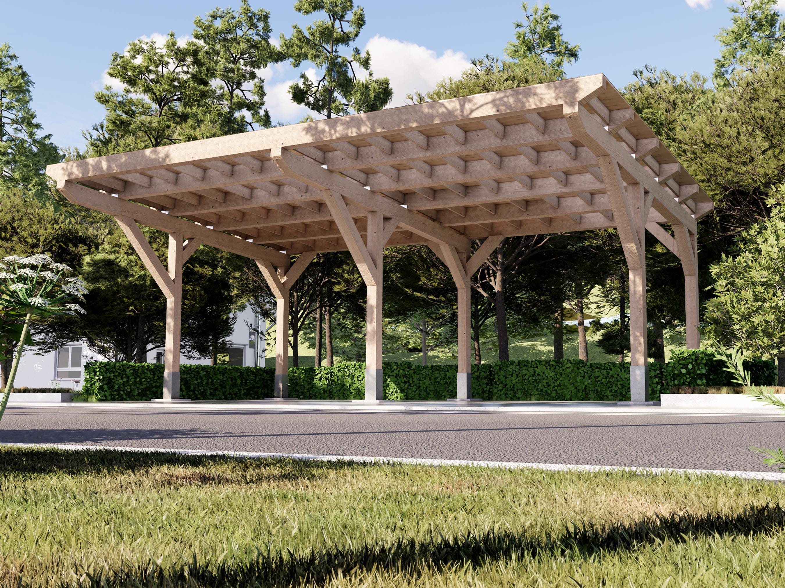 Carport Plans: 20x30 Ft DIY Carport, Single Slope Roof, Center Column ...