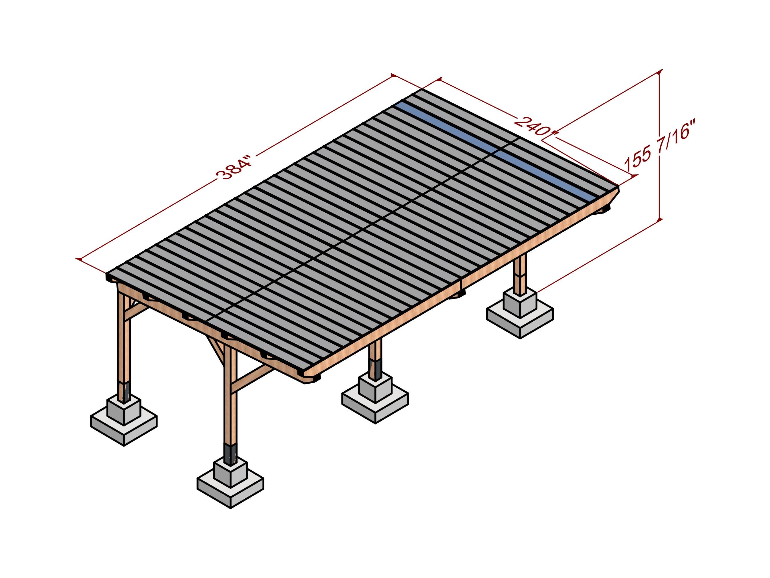 Carport Plans: 20x30 Ft DIY Carport, Single Slope Roof, Center Column ...