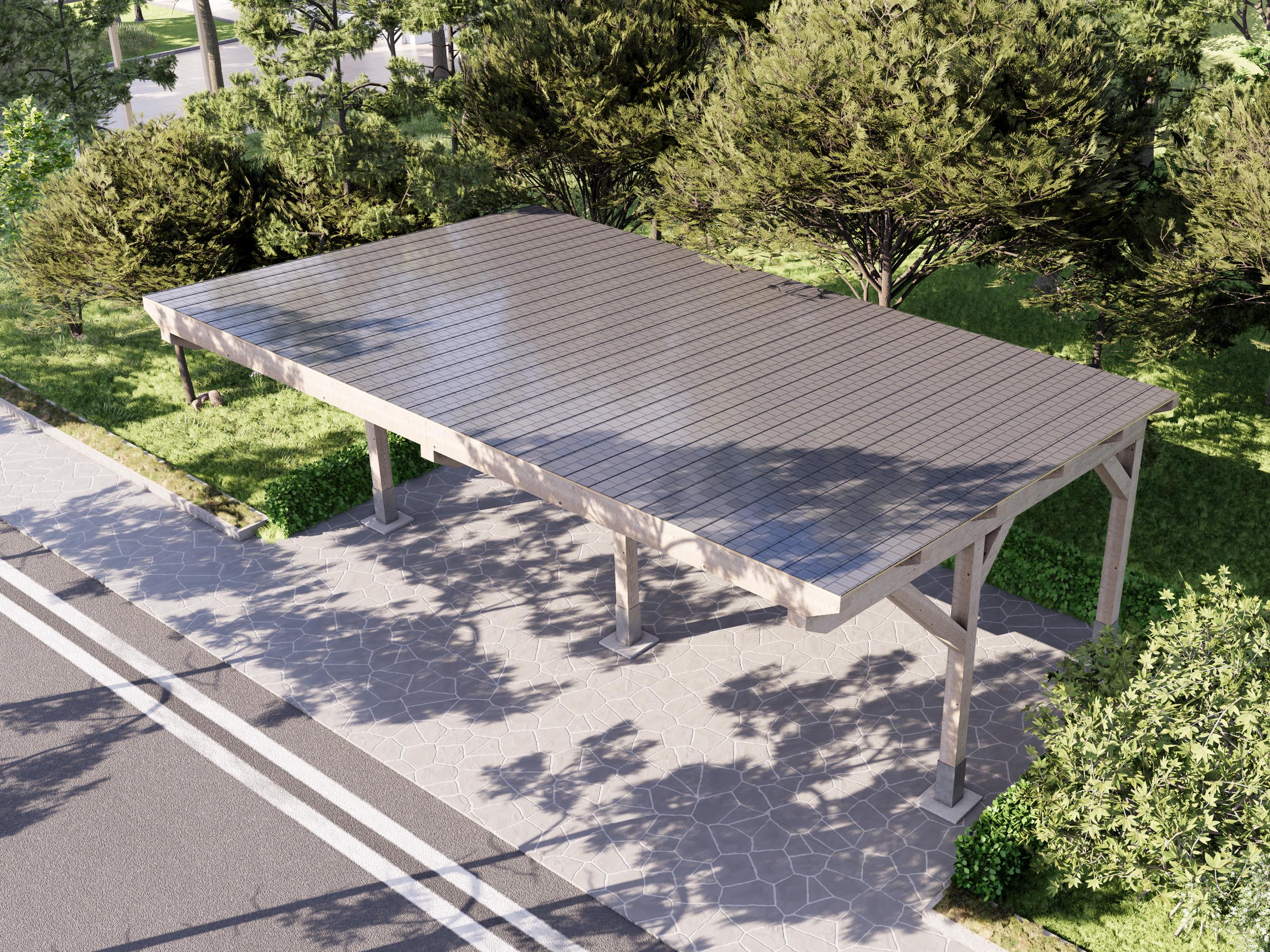 Carport Plans: 20x30 Ft DIY Carport, Single Slope Roof, Center Column ...