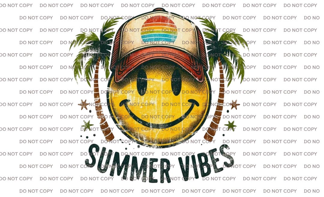 Summer Vibes Smiley Face Digital Png File - Etsy