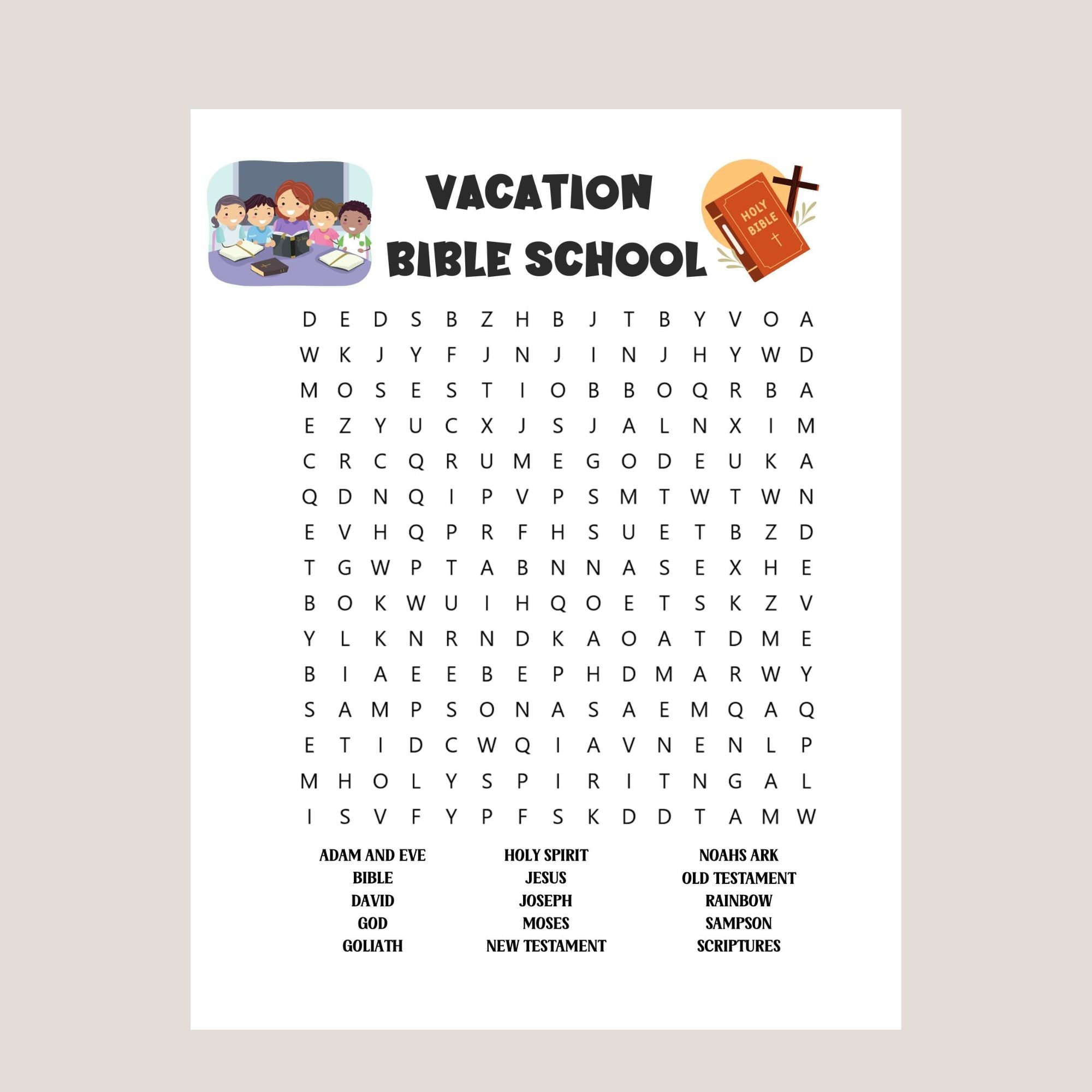 Vacation Bible School Word Search| Vacation Bible School Printables ...