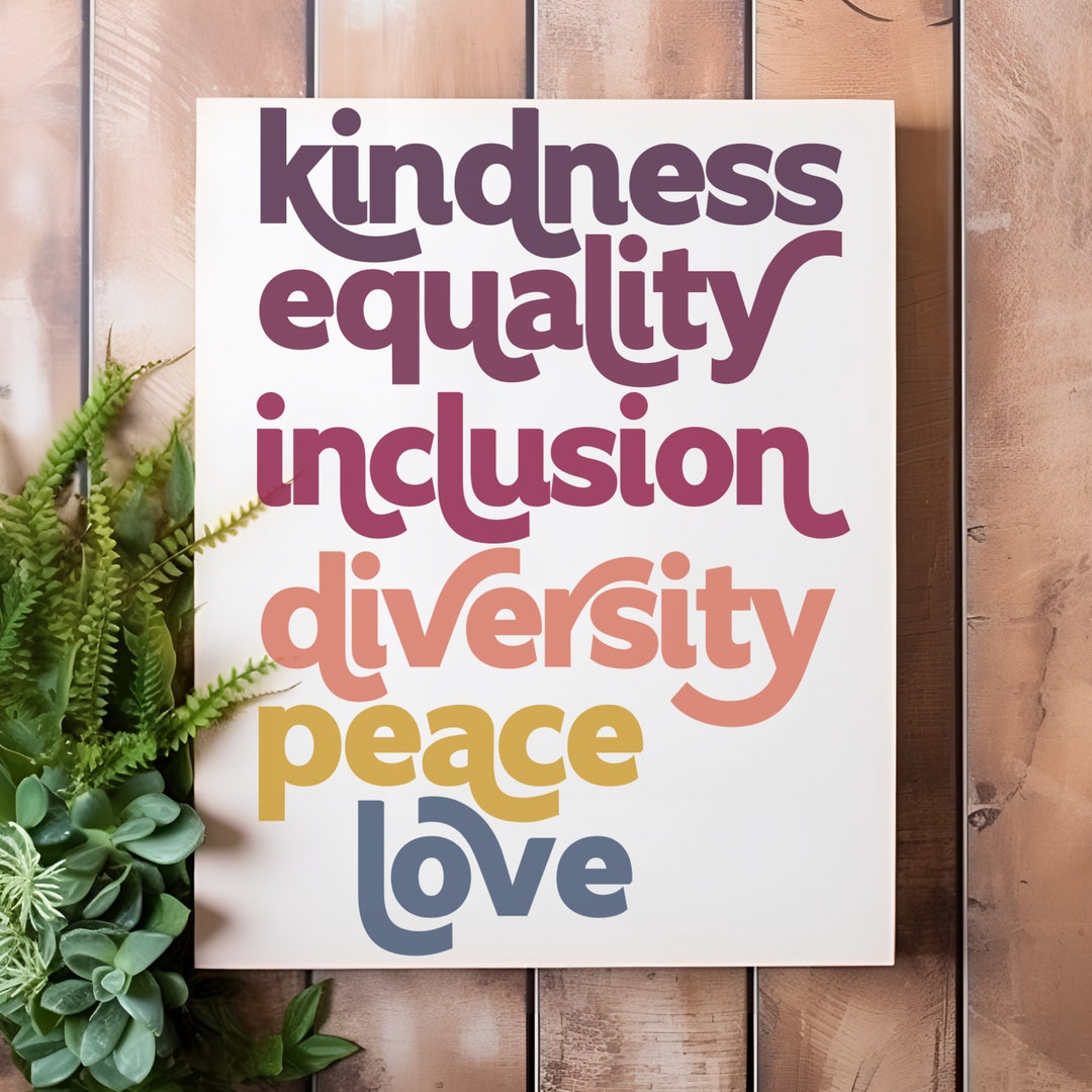 Kindness Wall Art, Kindness Equality Inclusion, Uplifting Wall Art ...