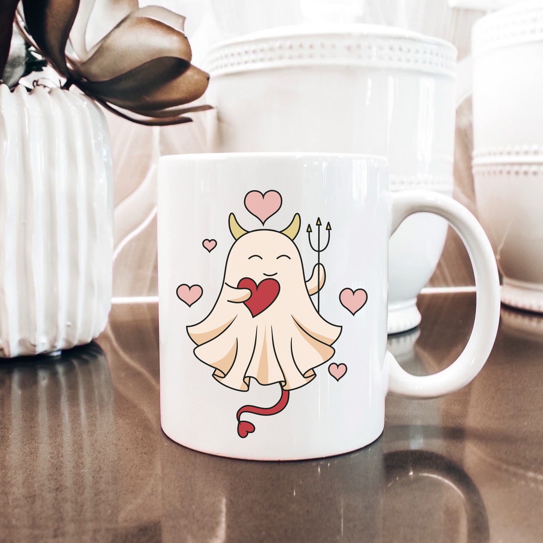 Cute Devil Ghost Ornament, Valentines Day Mug, Valentines Day Gift ...